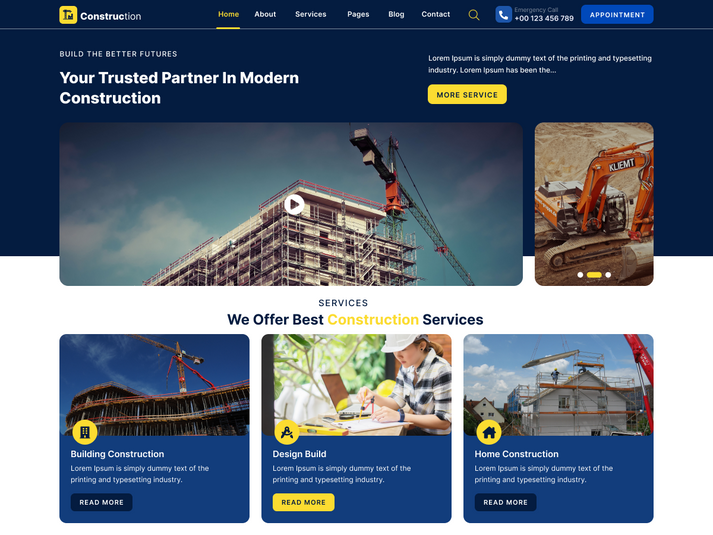 Construction Works – Modern Theme for Builders and Contractors – Misbah WP