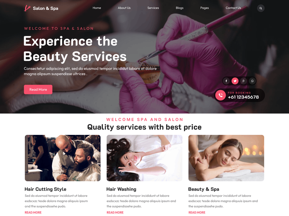 Free Salon WordPress Theme - Create A Beautiful Website For Your Salon – Misbah WP